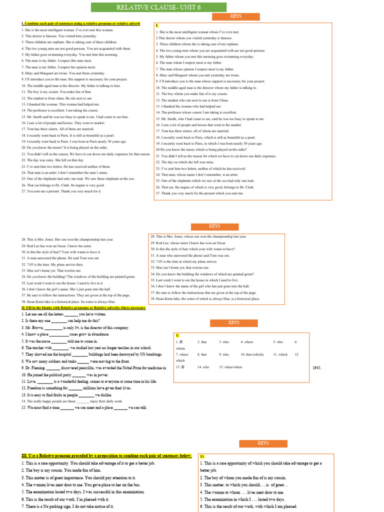 Relative Clause - Unit 6 | PDF