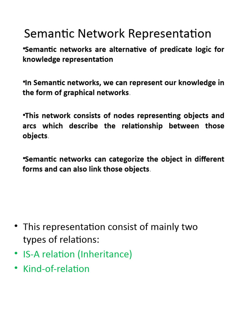 Semantic Network Representation | PDF | Artificial Intelligence | Intelligence (AI) & Semantics