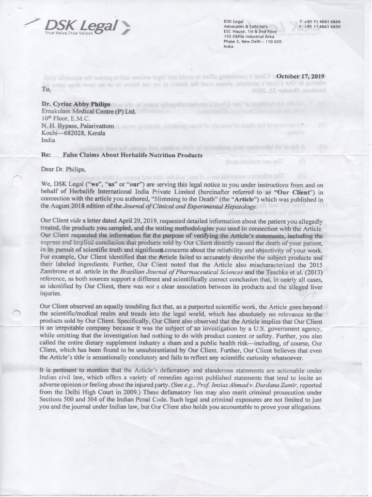 Legal Notice From DSK Legal India | PDF
