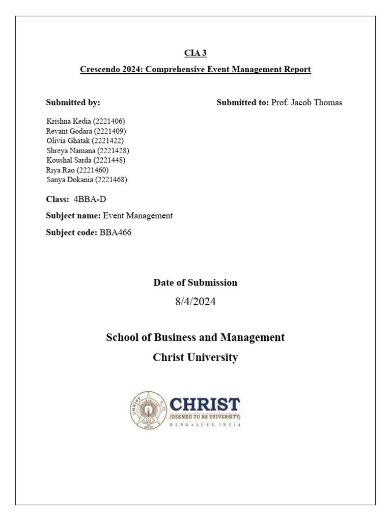 CIA 3 Event Mangement | PDF | Emergency | Occupational Safety And Health