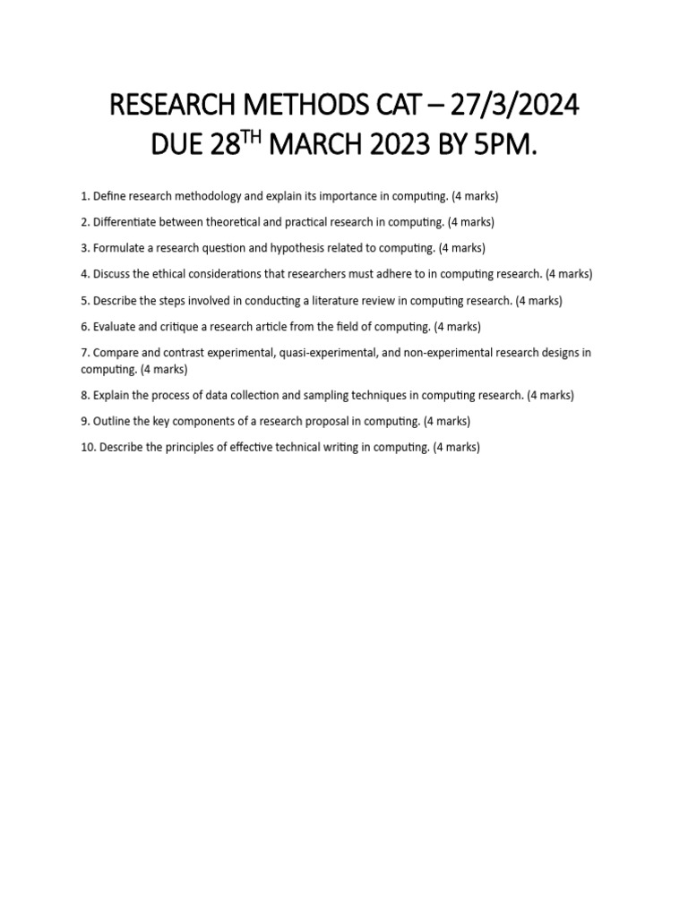 Research Methods CAT | PDF