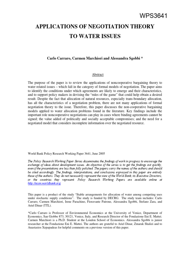 Water Negotiation Strategies | PDF | Negotiation | Externality