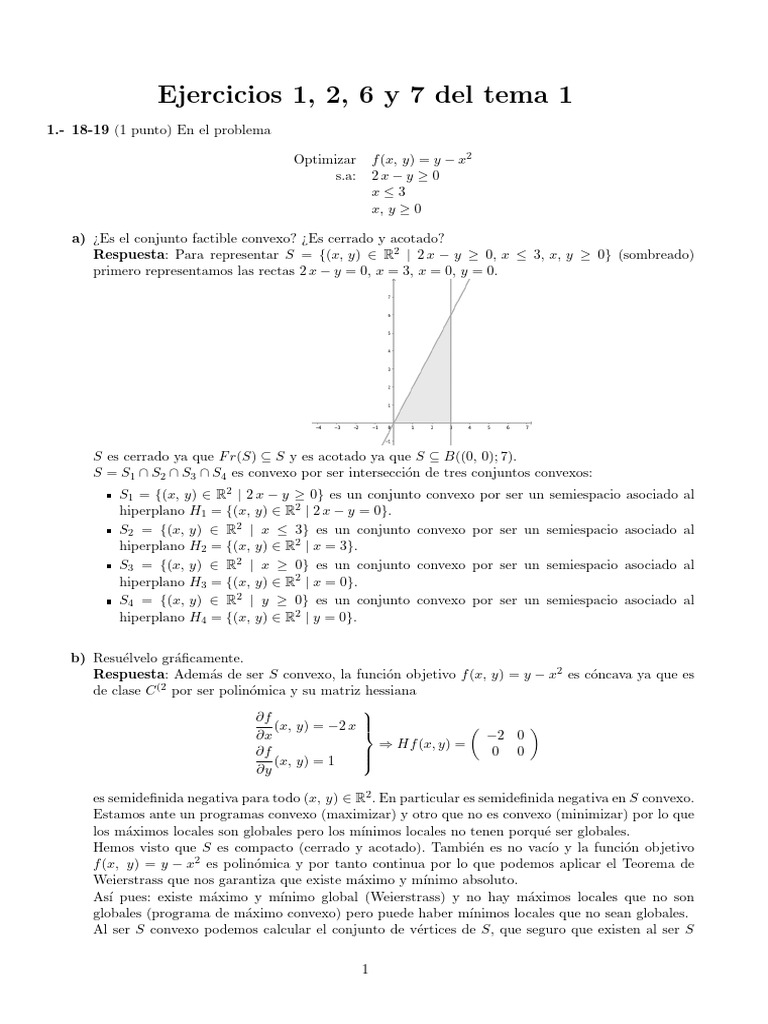Ejercicios Examenes Resueltos Tema1 | PDF | Conjunto convexo | Función (Matemáticas)