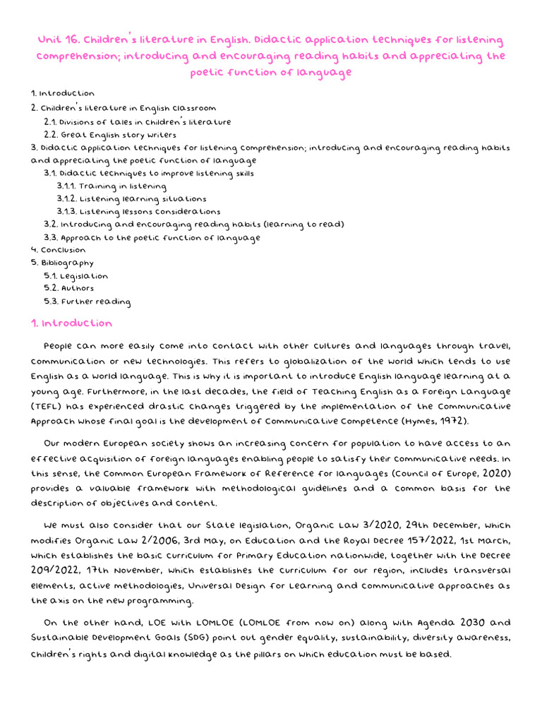 'S Literature in English. Didactic Application Techniques For Listening | PDF | Learning | Poetry