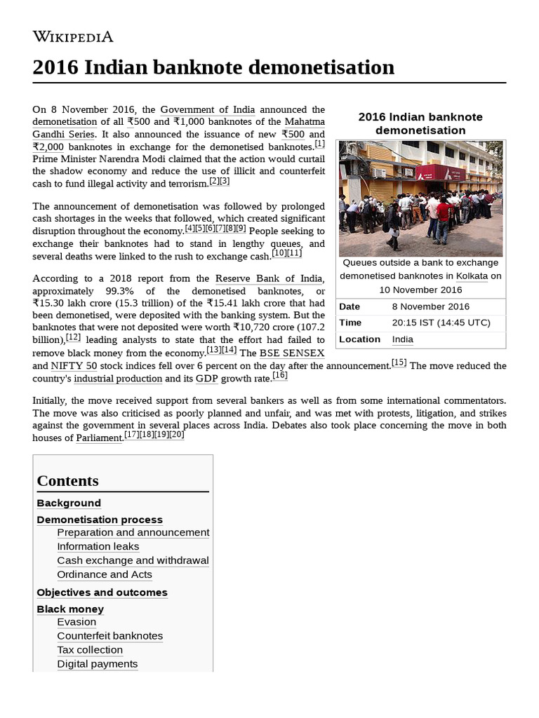 2016_Indian_banknote_demonetisation | PDF | Money | Economies