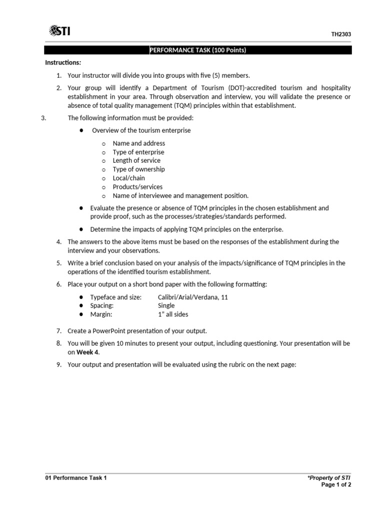 01 Performance Task 1 | PDF