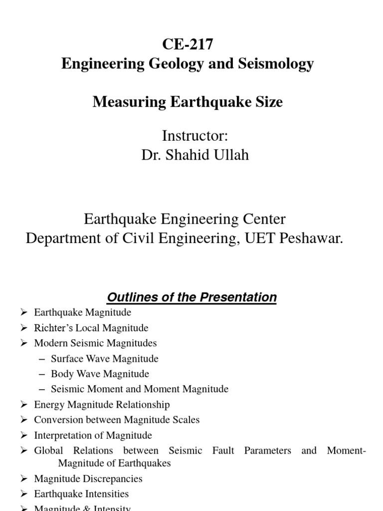 Measuring Earthquake Size-1 | PDF | Earthquakes | Moment Magnitude Scale