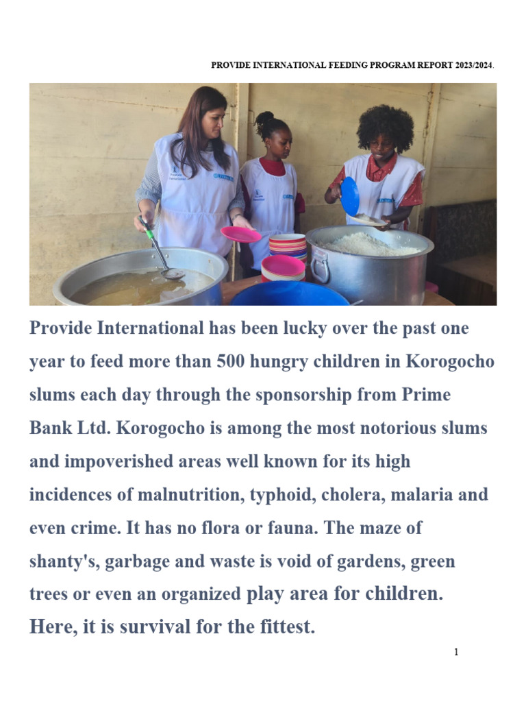 Feeding Program Report - Provide International. | PDF | Slum | Malnutrition