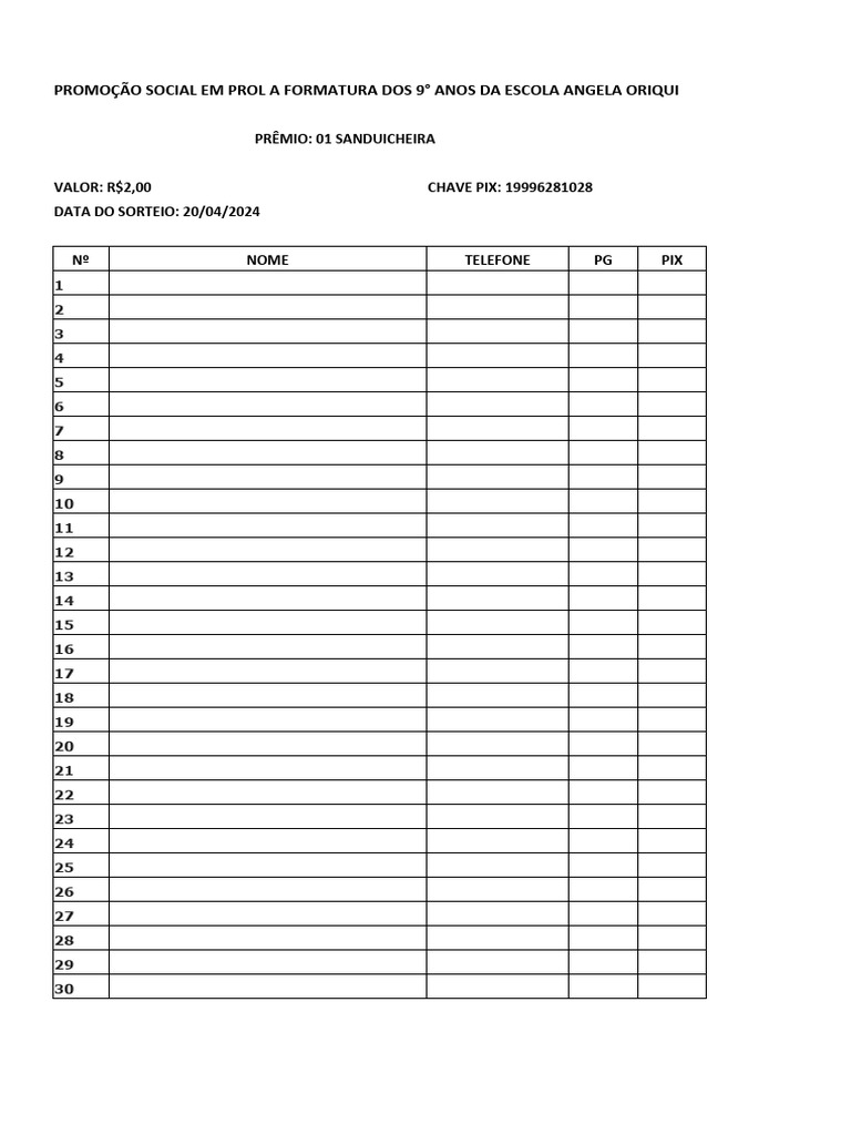Rifa 2 Formatura | PDF