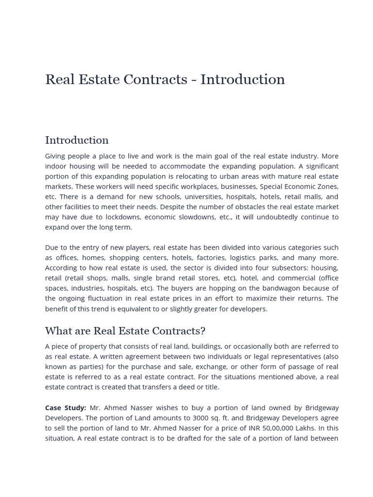 Real Estate Contracts - Introduction | PDF | Deed | Real Property