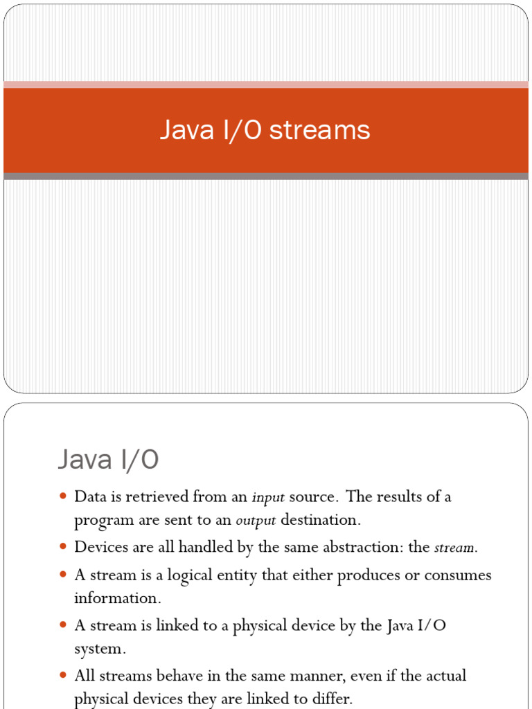 Java Streams | PDF | Class (Computer Programming) | Input/Output