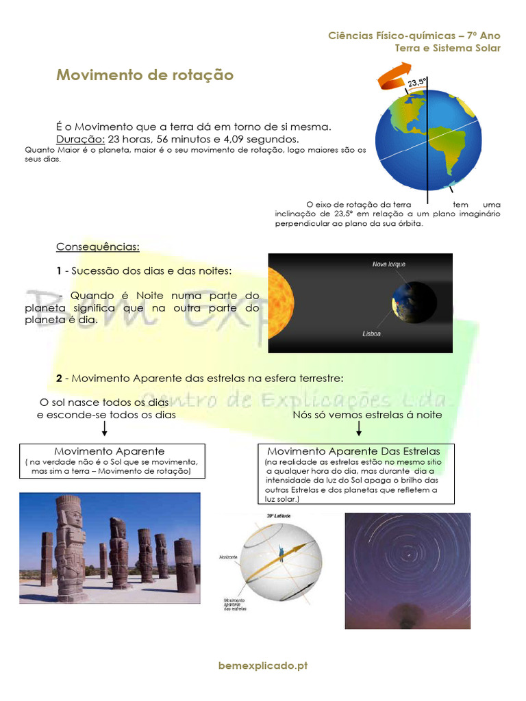 A.2.1 - O Sol, a Terra e a Lua - Ficha Informativa | PDF | Terra | Eclipse