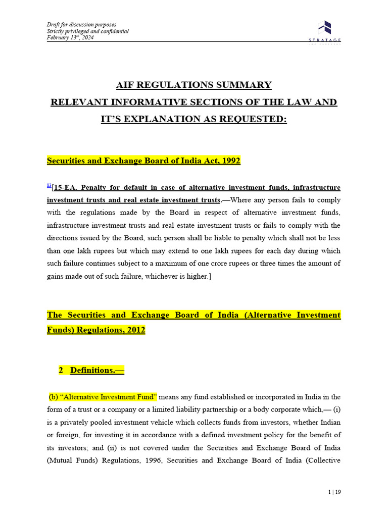 AIF Category 3 Regulations Overview | PDF | Investment Fund | Partnership