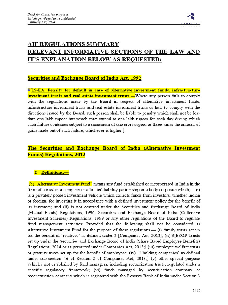 AIF Regulations: Key Insights | PDF | Partnership | Investment Fund