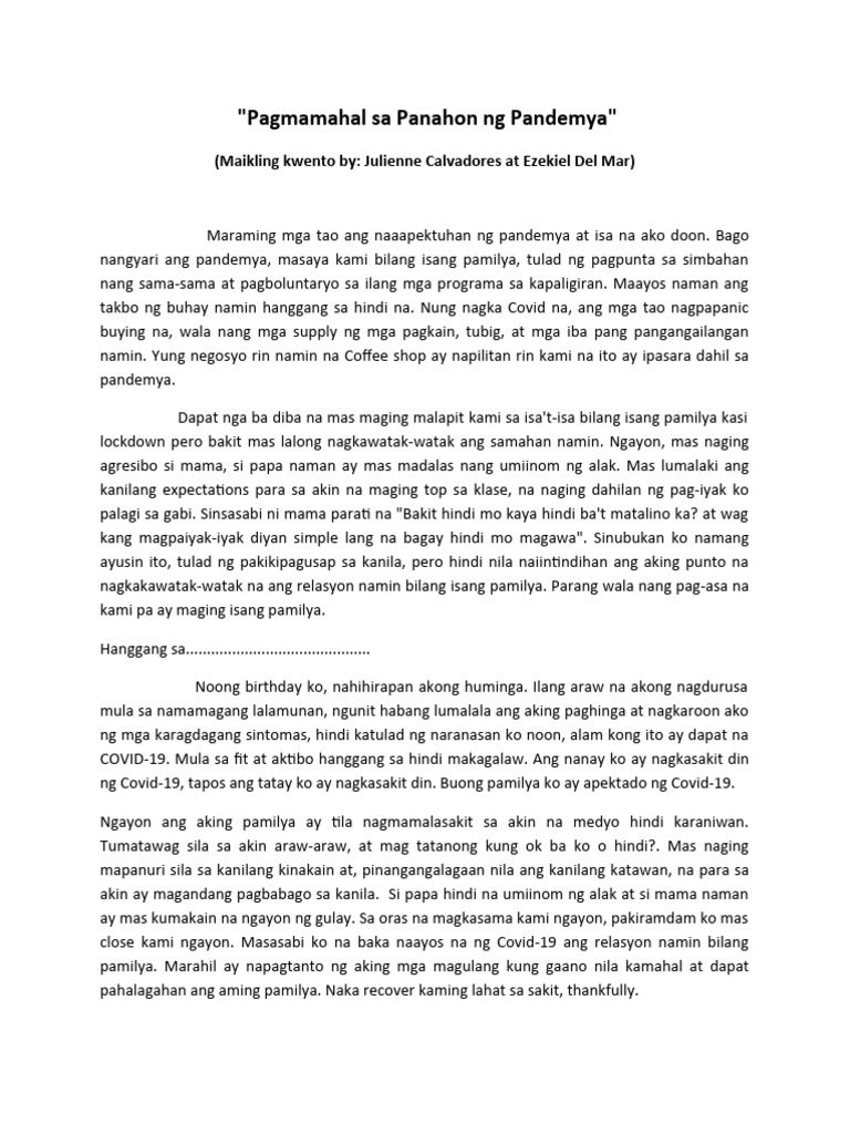 Pagmamahal Sa Panahon NG Pandemya | PDF