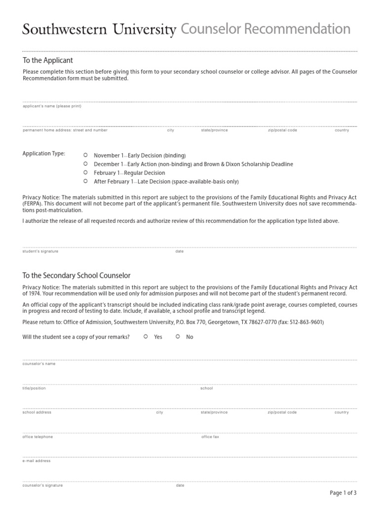 Counselor Recommendation PDF | PDF | University And College Admission