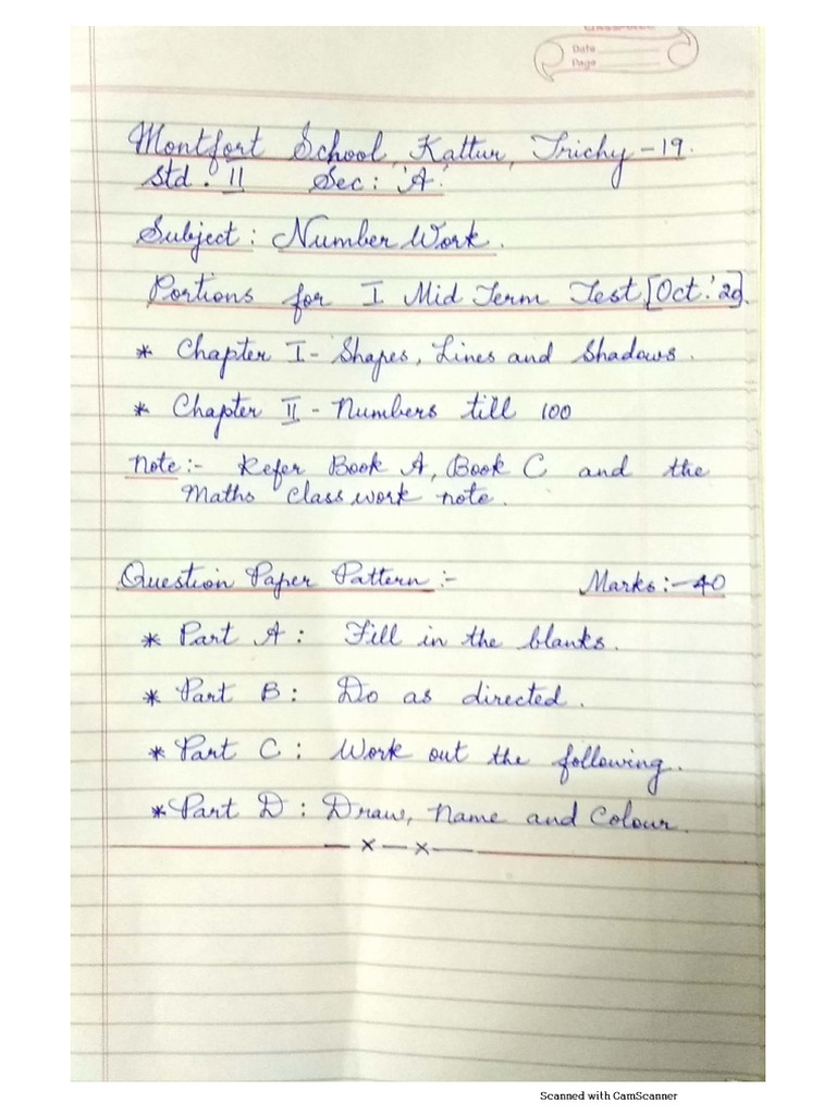 STD. 2 Maths - Portions and Q.P Pattern. | PDF