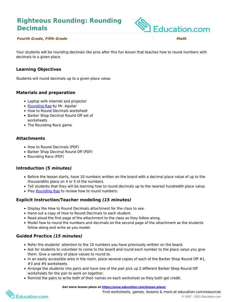 Barber Shop Round Off Worksheet | PDF | Arithmetic