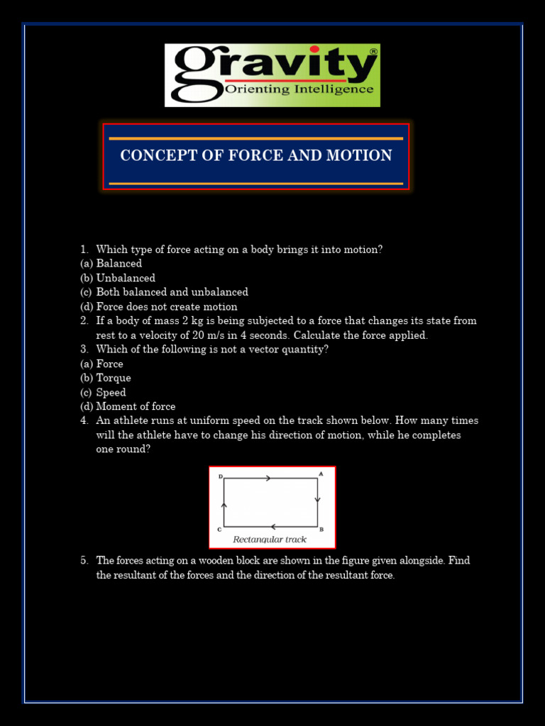 Class 10 Force and Motion Worksheet | PDF | Force | Acceleration