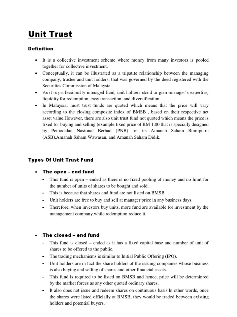 Unit Trust | PDF | Valuation (Finance) | Investing
