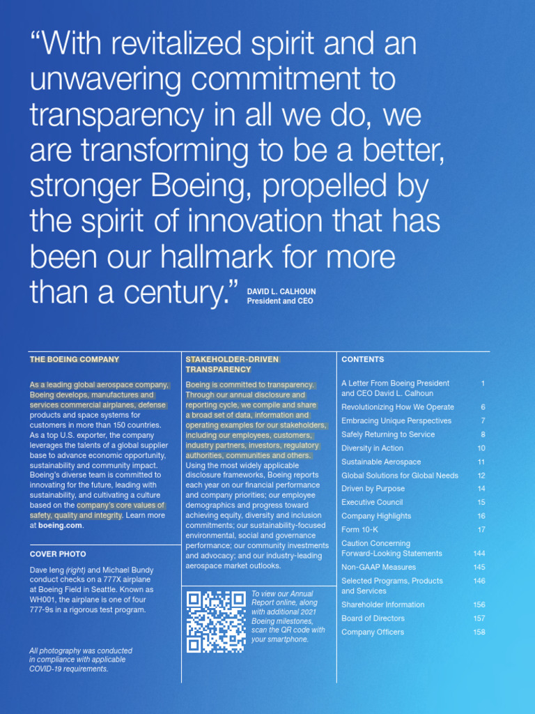Boeing 2021 Annual Report | PDF | Boeing | Airlines