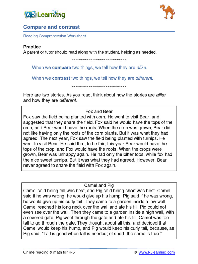 Compare and Contrast Short Stories | PDF | Language Arts & Discipline ...