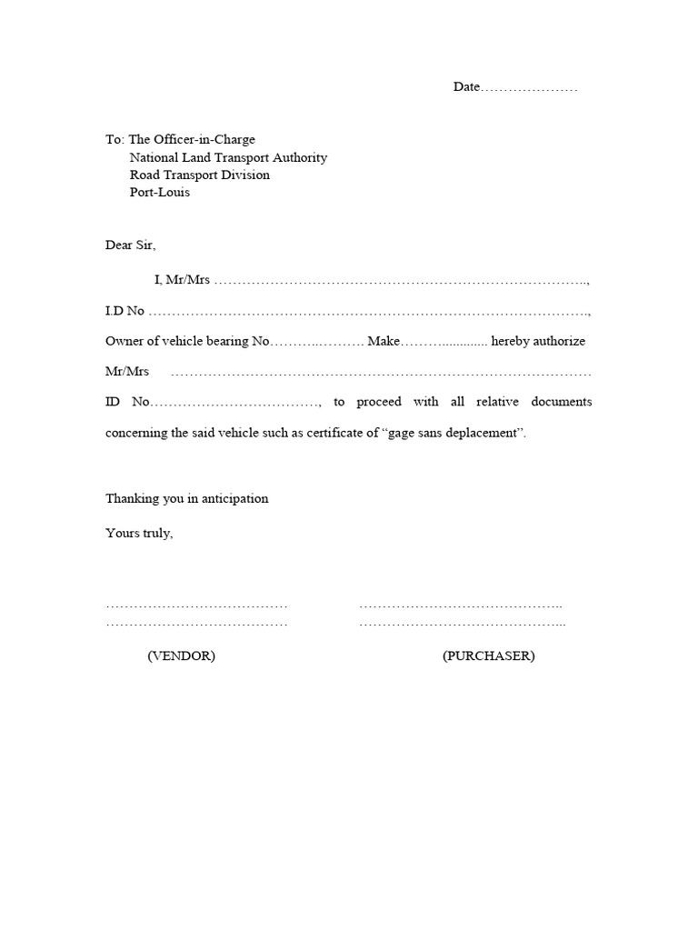NTA Authorisation Letter for Gage | PDF