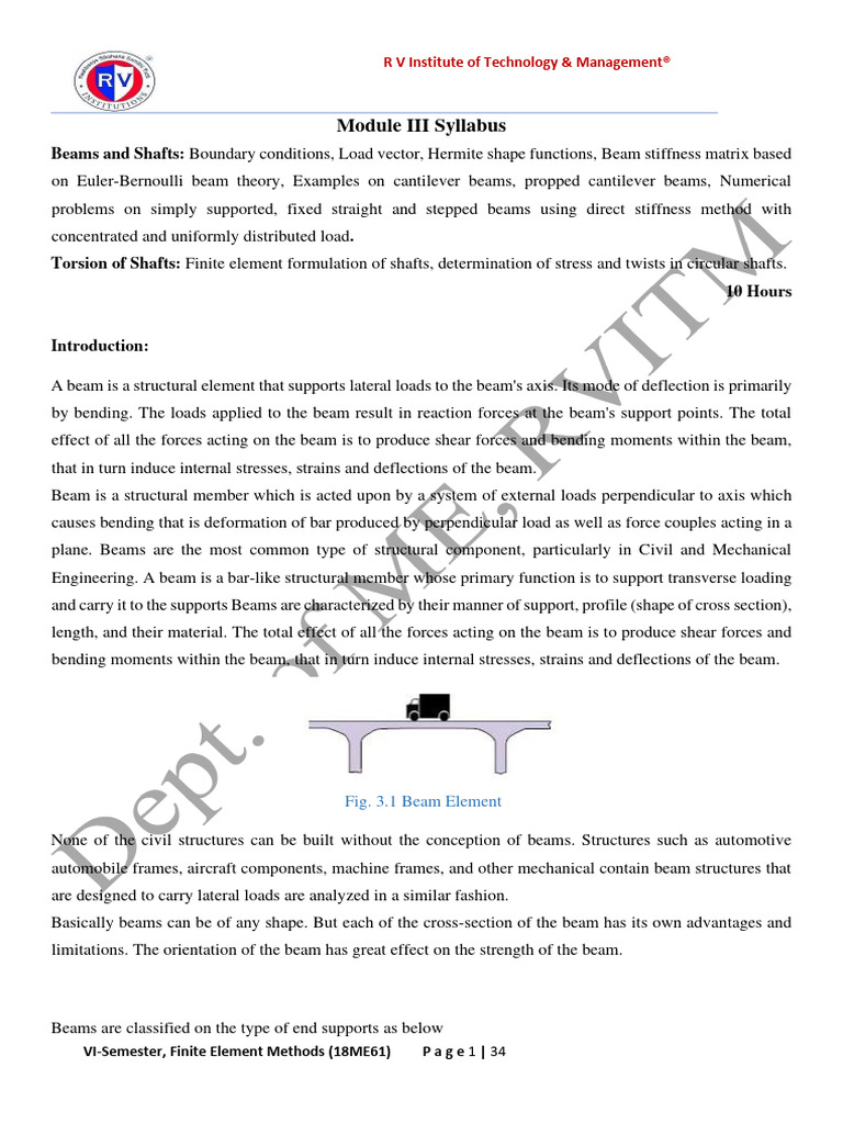 Fem - Module - III | Download Free PDF | Beam (Structure) | Bending