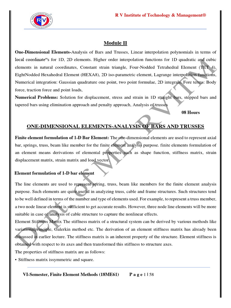 Fem - Module - II | Download Free PDF | Matrix (Mathematics) | Finite Element Method