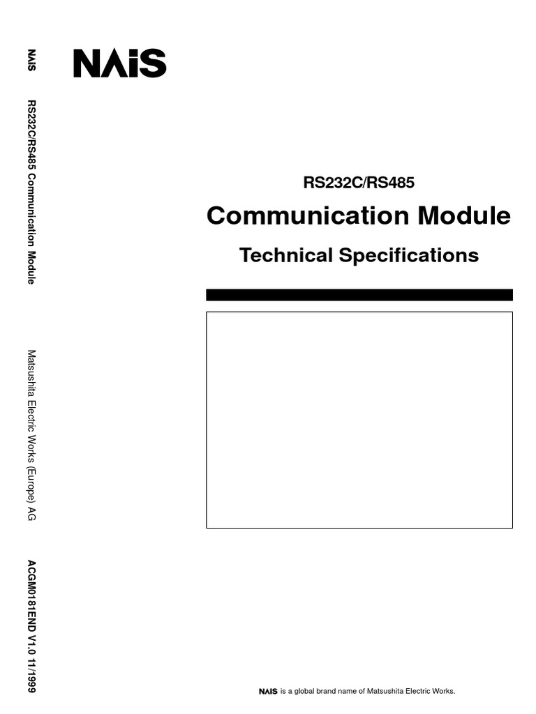 NAIS BFVC9503 - RS232C - RS485. Communication Module. | PDF | Safety ...