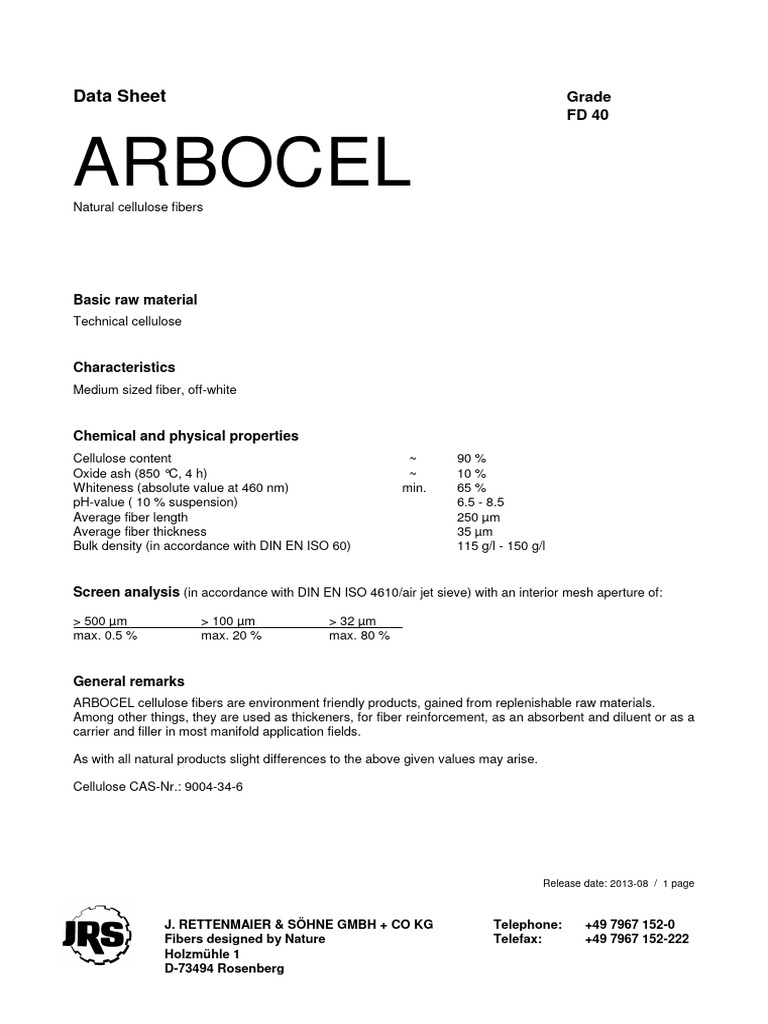 TDS ARBOCEL FD 40 en | PDF