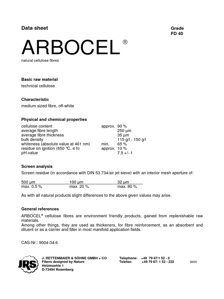 TDS ARBOCEL FD 40 en | PDF