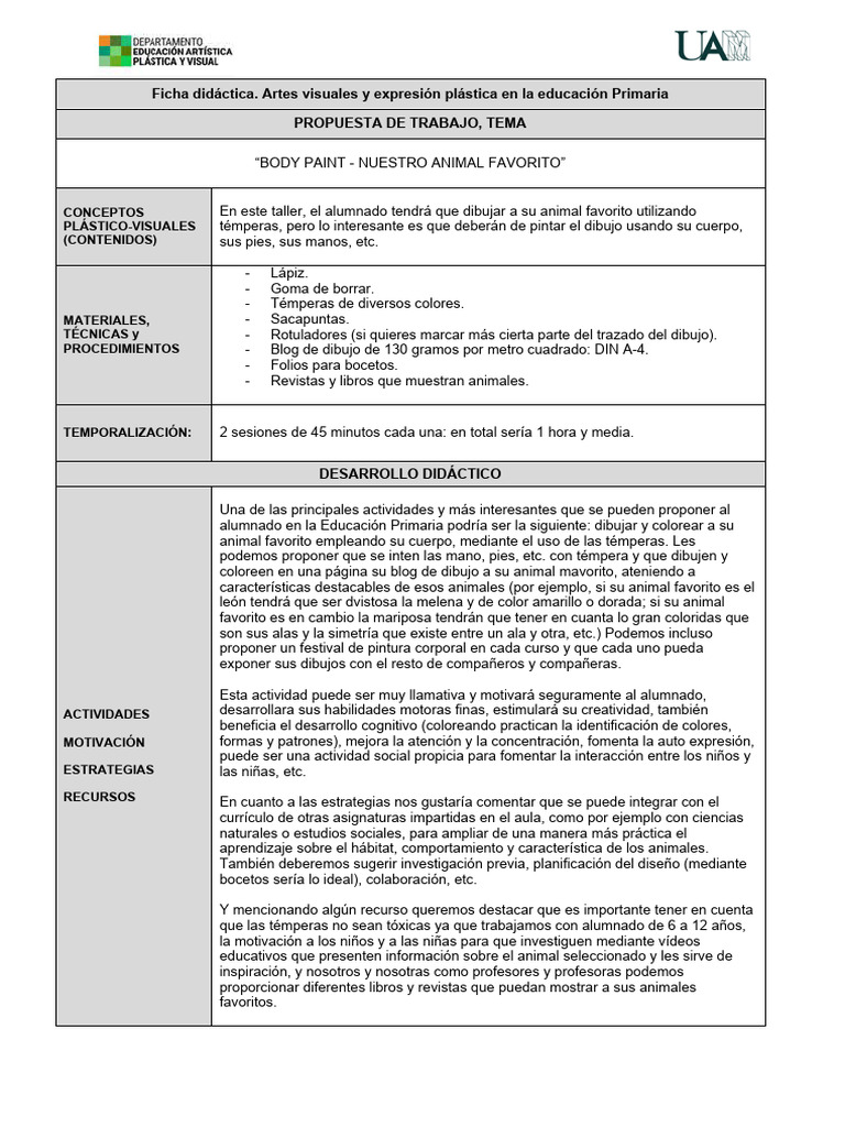 Ficha didáctica-PROYECTO. | PDF | Creatividad | Plan de estudios