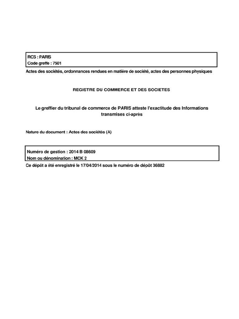 MCK 2 - Statuts Mis À Jour | PDF