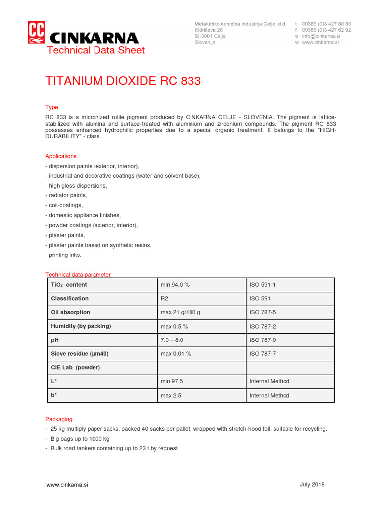 TDS RC 833 Jul 2018 | PDF