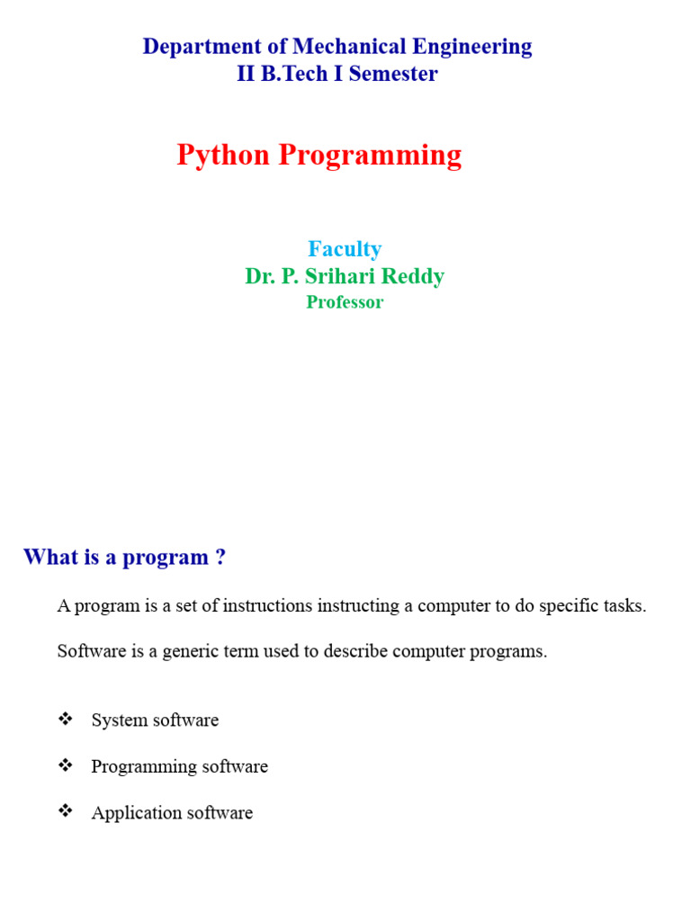 Python Unit 1-Pshr | PDF | Boolean Data Type | Computer Programming