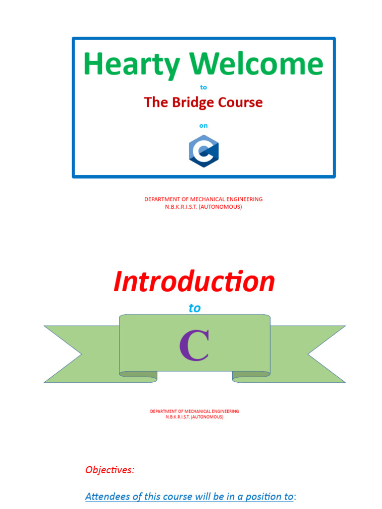 C Program - Bridge Course | PDF | Programming | Computer Program