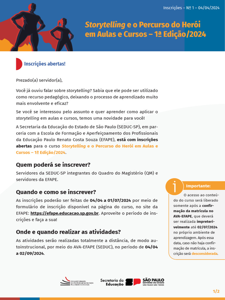 Curso de Storytelling na EFAPE 2024 | PDF | Aprendizado