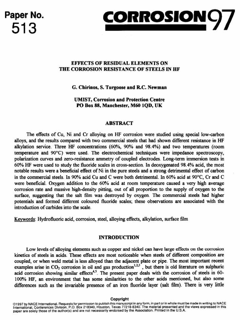 Effects of Residual Elements On The Corrosion Resistance of Steels in ...