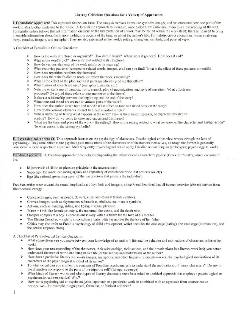 Literary Criticism From Different Lenses | PDF | Id | Psychoanalysis