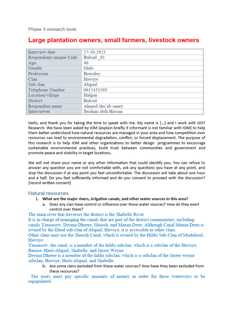 Large Farmer in Balcad | PDF | Pastoralism | Environmental Degradation