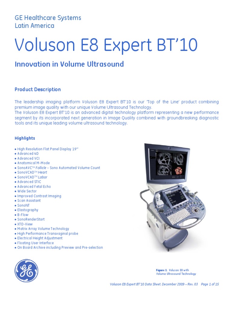 Voluson E8 Expert BT'10 Data Sheet | PDF | Heart Valve | Medical Ultrasound