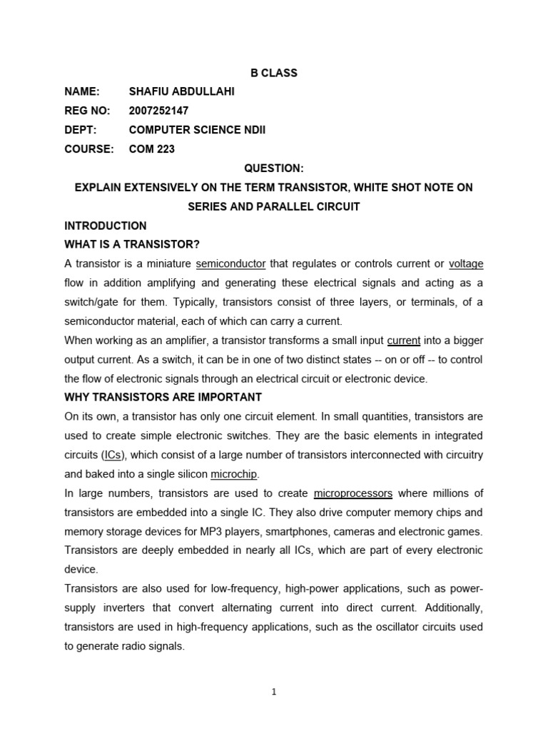 What is a Transistor | PDF | Bipolar Junction Transistor | Transistor