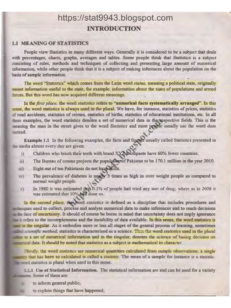 Statistics Part 1 Two Chapters PDF | PDF