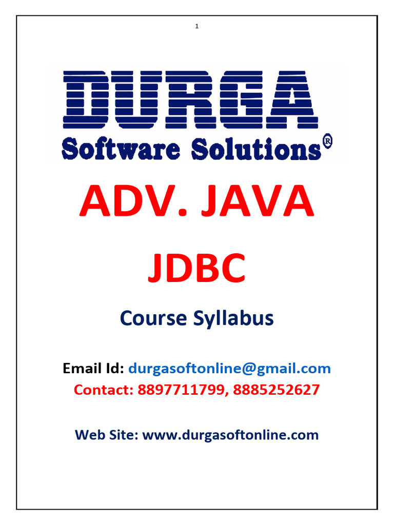 ADV JAVA - JDBC Course Contants | PDF | Database Transaction | Databases