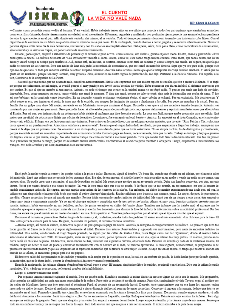 La Vida No Vale Nada Iskra | PDF | Infidelidad