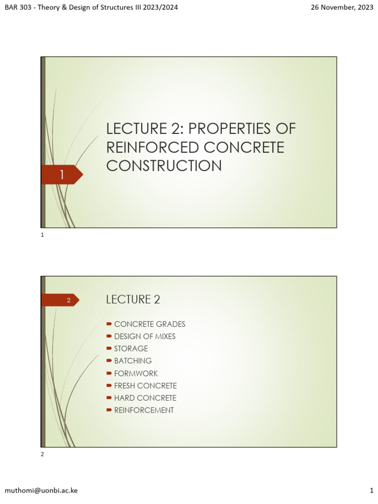 BAR 303 - Lecture 2 | PDF | Concrete | Beam (Structure)