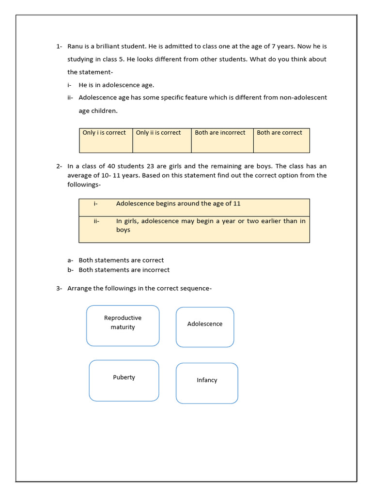 Reaching The Age Of Adolescence Pdf Adolescence Hormone