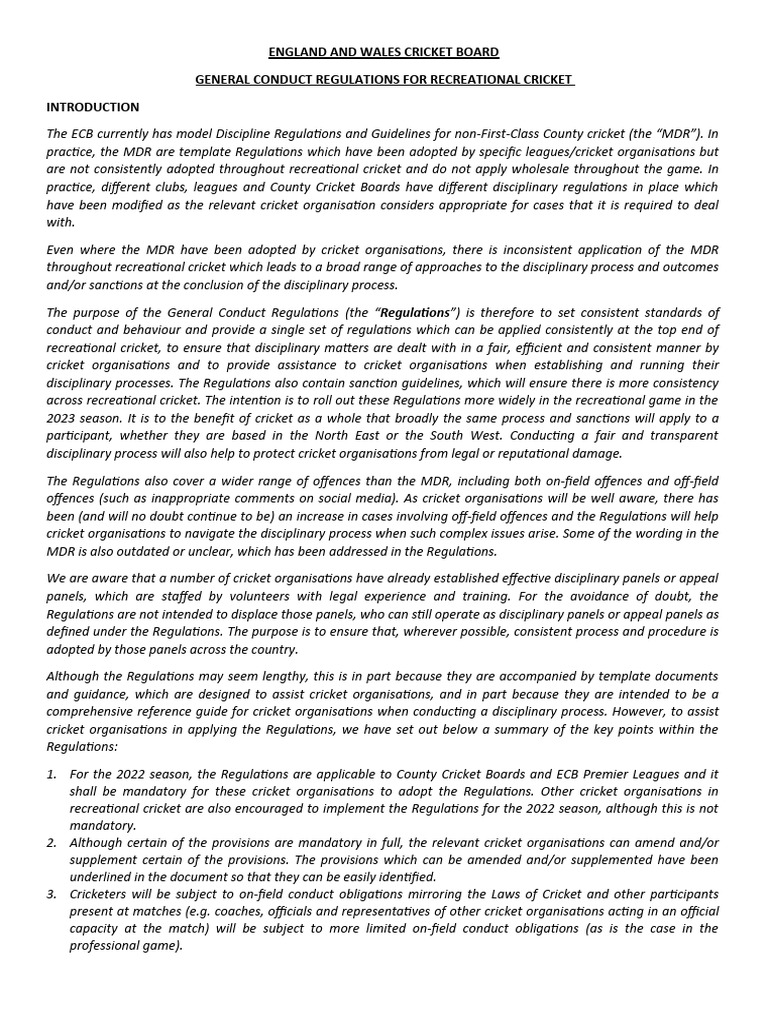 39 ECB L&DCC General Conduct Regulations GCR FINAL April 2022 | PDF ...