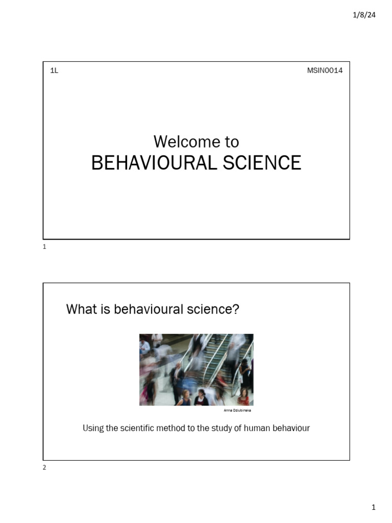 1L - Studying Behaviour Lecture Slides | PDF | Science | Behavioural Sciences